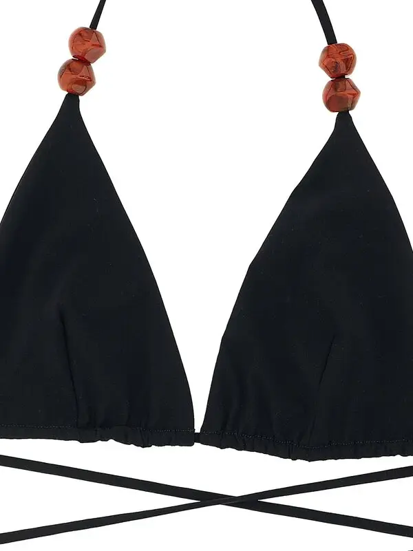 Magda Butrym Re 26 Triangle Bikini Top With Beaded Details - Black