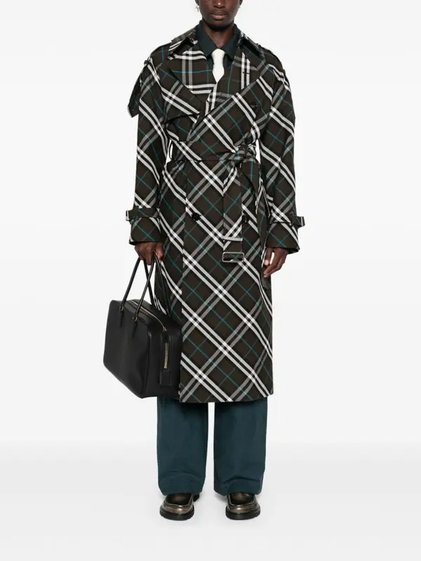 Burberry Checked Double-breasted Trench Coat