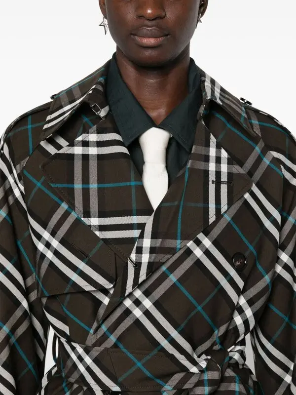 Burberry Checked Double-breasted Trench Coat