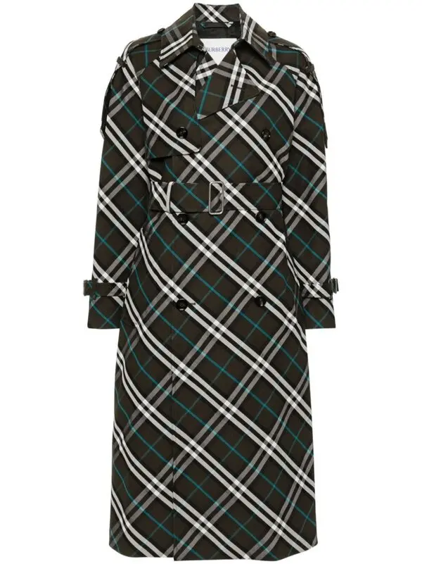 Burberry Checked Double-breasted Trench Coat - Multicolor