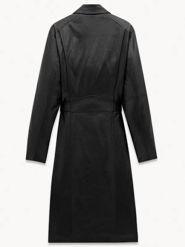 Saint Laurent Leather Belted Coat