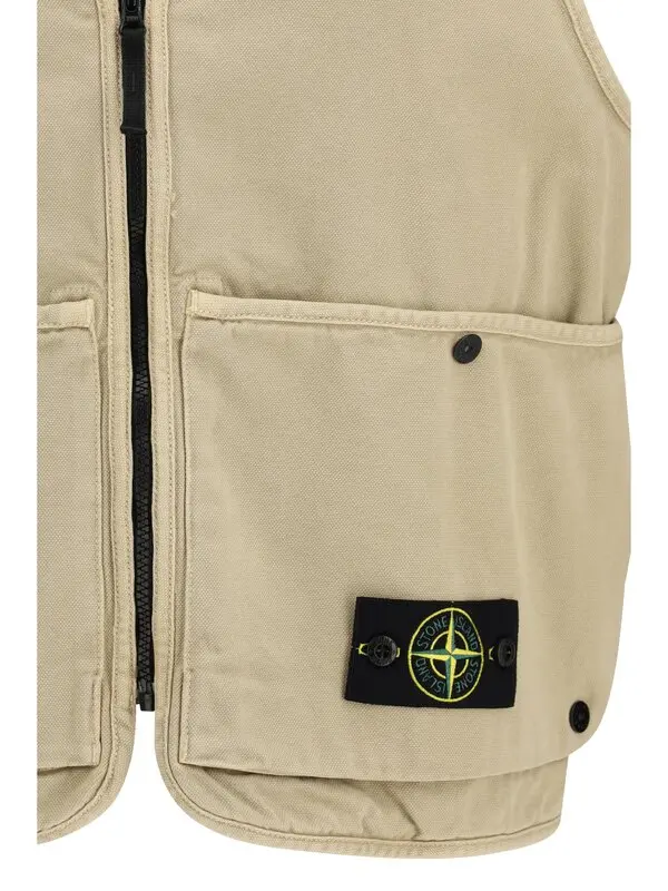 Stone Island Quilted Oversized Vest - Cream