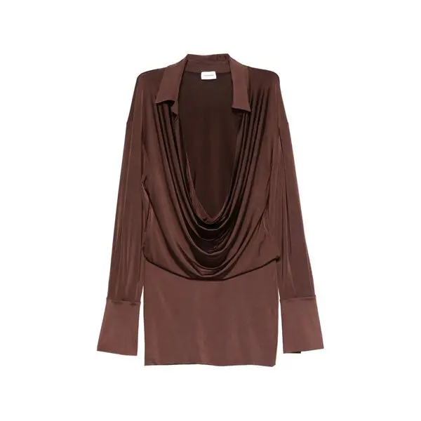 Andamane The Attico Long Sleeve Draped Front Mini Dress