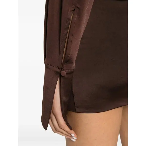 Andamane The Attico Long Sleeve Draped Front Mini Dress