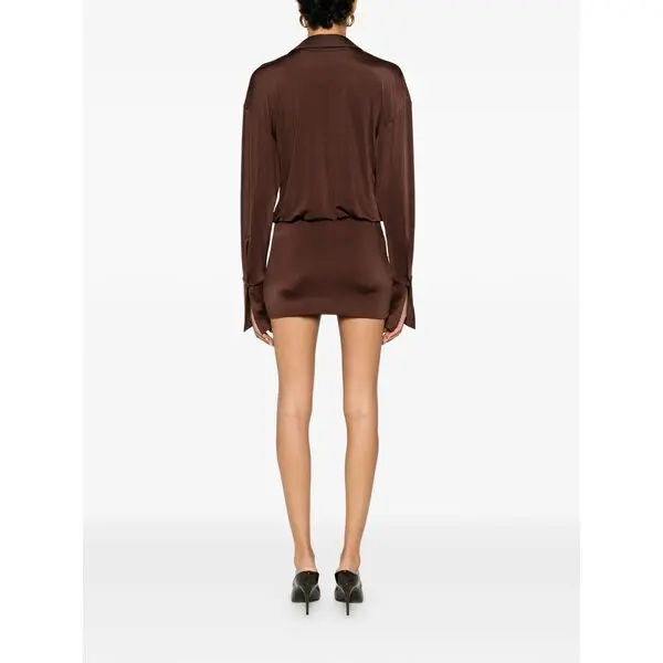Andamane The Attico Long Sleeve Draped Front Mini Dress