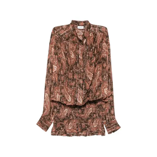 Andamane The Attico Long Sleeve Draped Front Mini Dress - Brown
