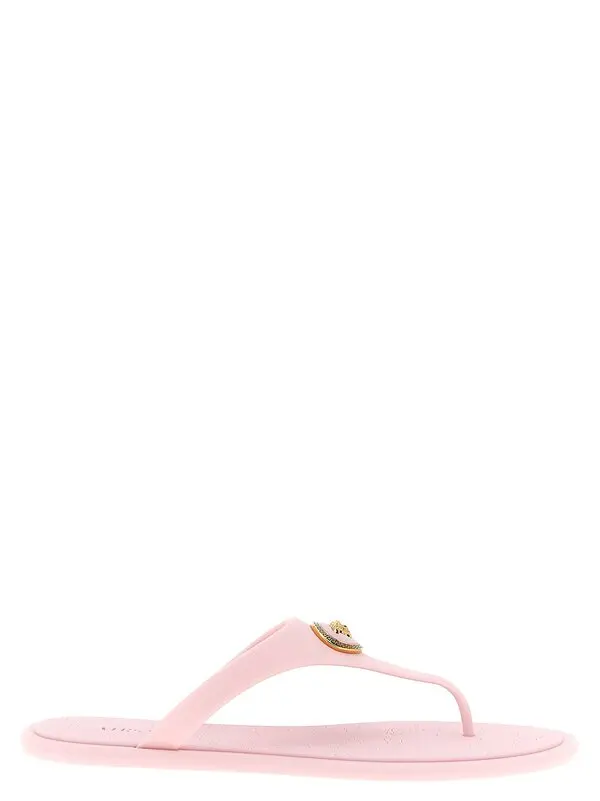 Versace Alia Flat Sandals With Medusa Hardware - Pink