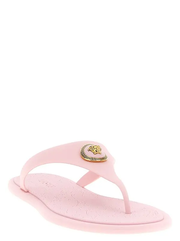 Versace Alia Flat Sandals With Medusa Hardware - Pink