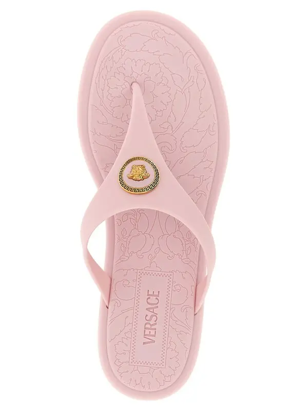 Versace Alia Flat Sandals With Medusa Hardware - Pink