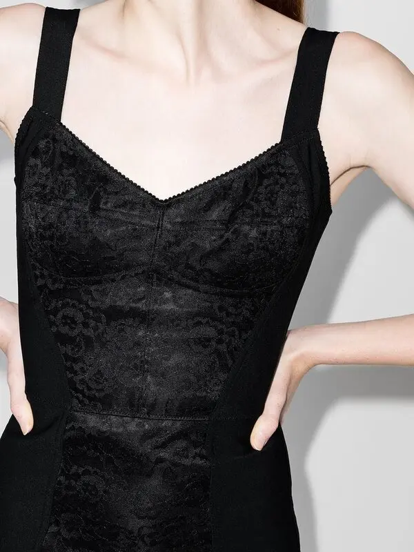 Dolce & Gabbana Textured Lace Paneled Dress - Multicolor