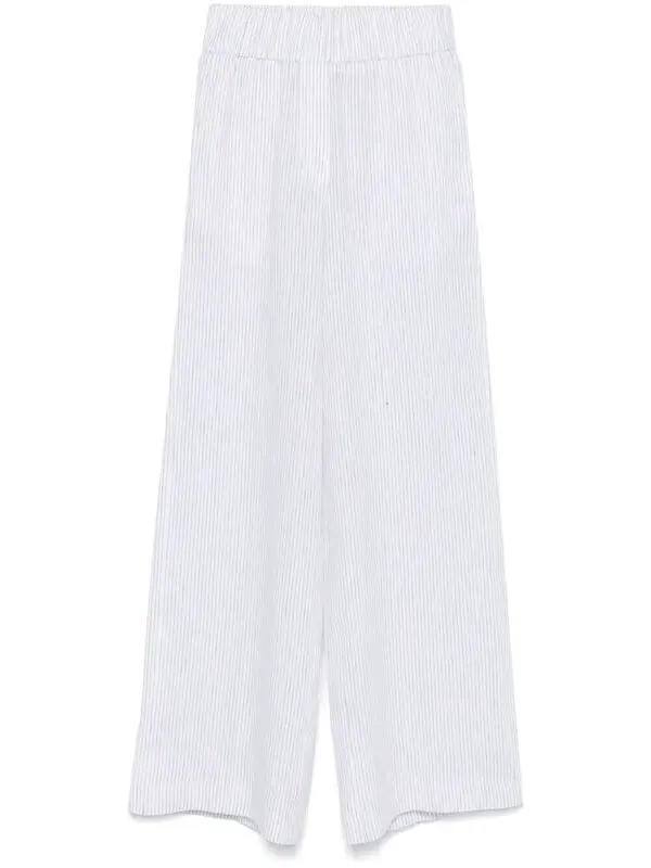Peserico Striped Linen Wide Leg Pants - Multicolor