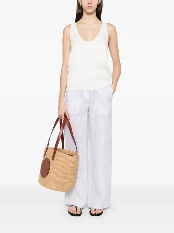Peserico Striped Linen Wide Leg Pants - Multicolor