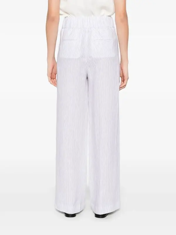 Peserico Striped Linen Wide Leg Pants - Multicolor