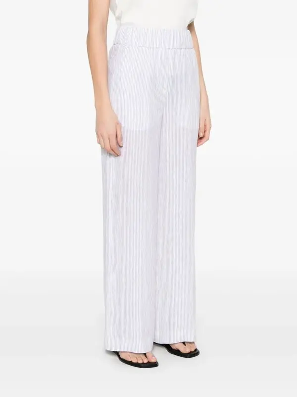 Peserico Striped Linen Wide Leg Pants - Multicolor