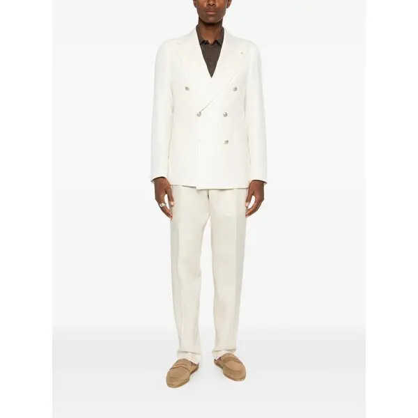 Tagliatore Double-breasted Peak Lapel Blazer - Cream