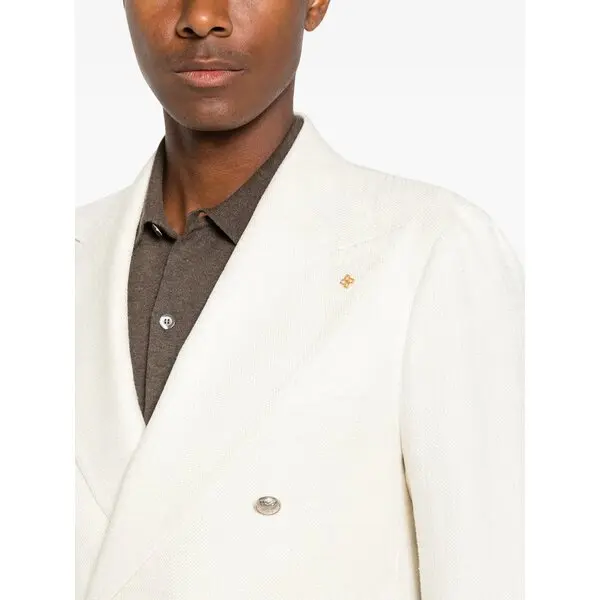 Tagliatore Double-breasted Peak Lapel Blazer - Cream