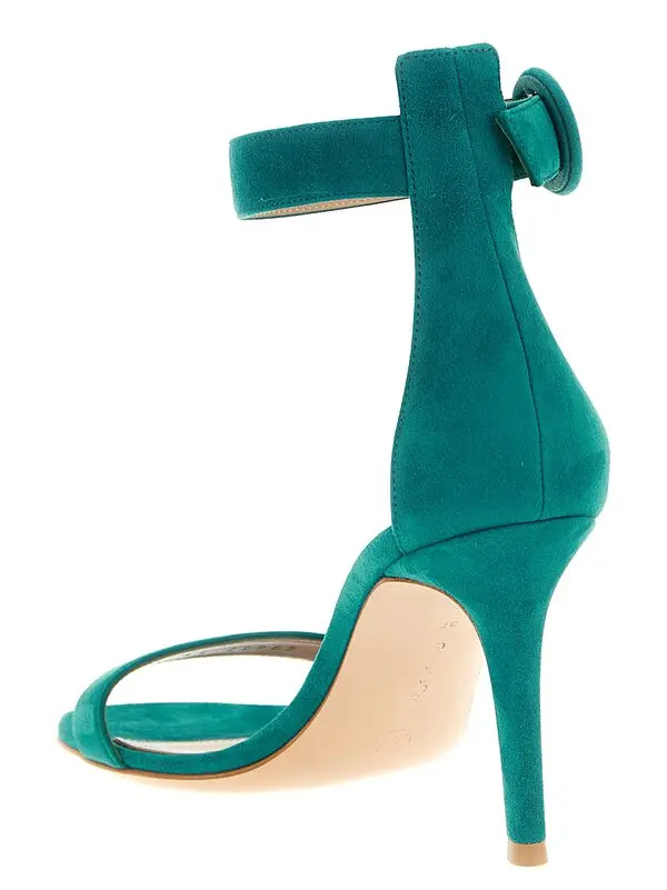 GIANVITO ROSSI Portofino Suede Ankle Strap Sandals - Green