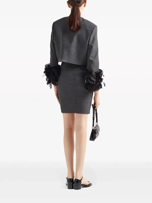 Prada Cropped Jacket With Feather Embellishments
