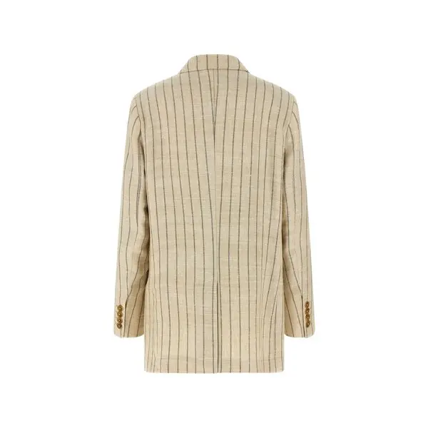 BLAZÉ MILANO Beige Striped Double-breasted Blazer