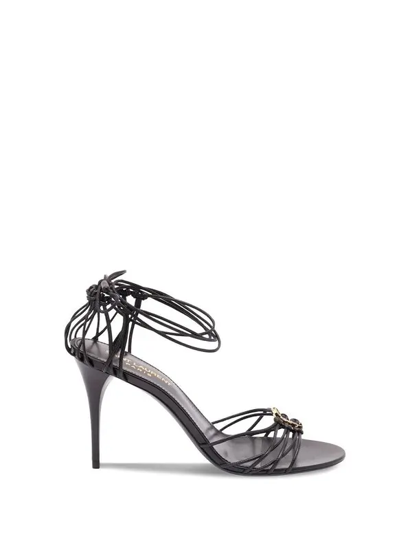 Saint Laurent Black Lambskin Babylone Sandals