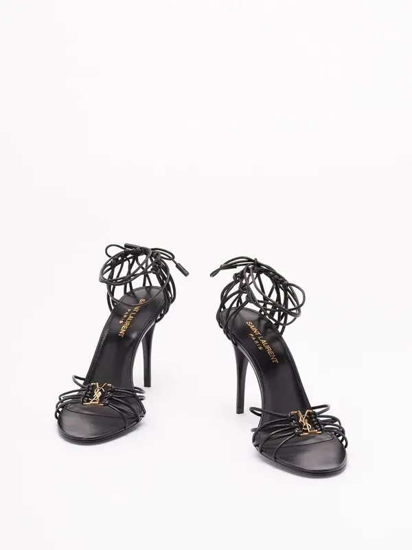 Saint Laurent Black Lambskin Babylone Sandals