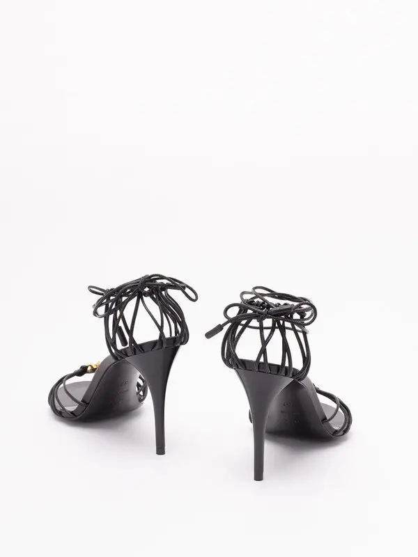 Saint Laurent Black Lambskin Babylone Sandals