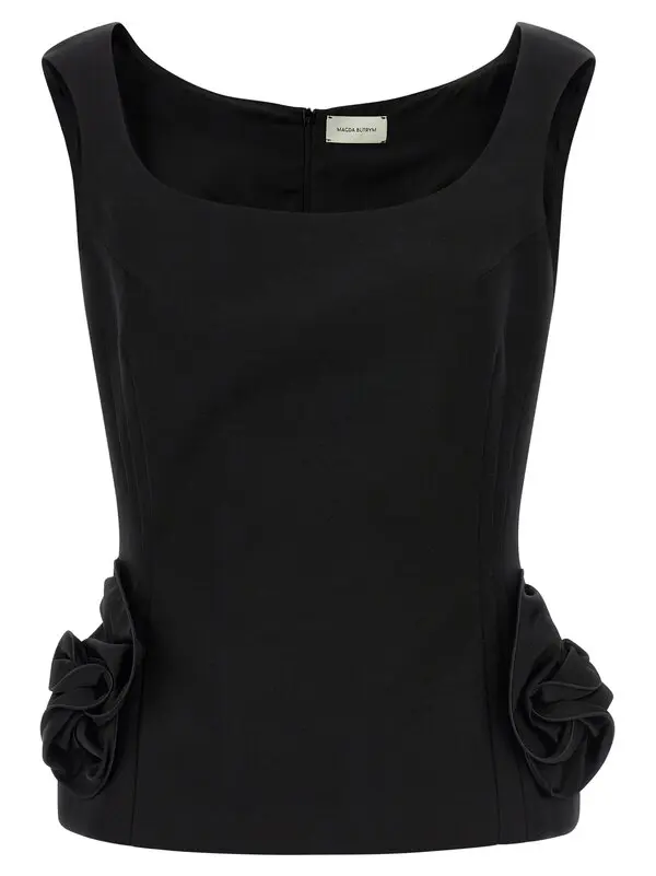Magda Butrym Sleeveless Ruffle Detail Top - Black