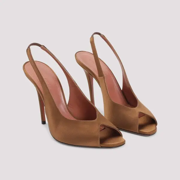 Amina Muaddi Kistina 105 Sling Mules - Brown