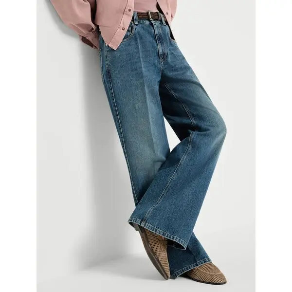 Brunello Cucinelli Denim Wide-leg Jeans - Blue