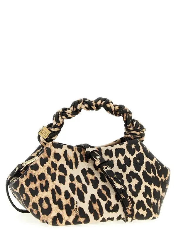 GANNI Small Bou Bag Leopard Print Handbag - Brown