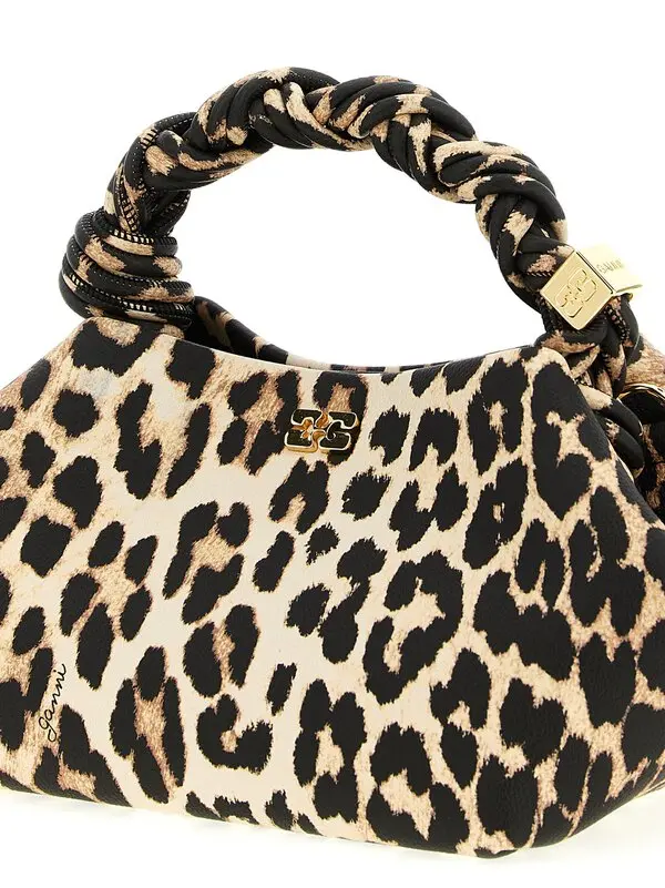 GANNI Small Bou Bag Leopard Print Handbag - Brown