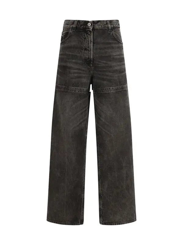Attico Cut-out Wide-leg Jeans - Black