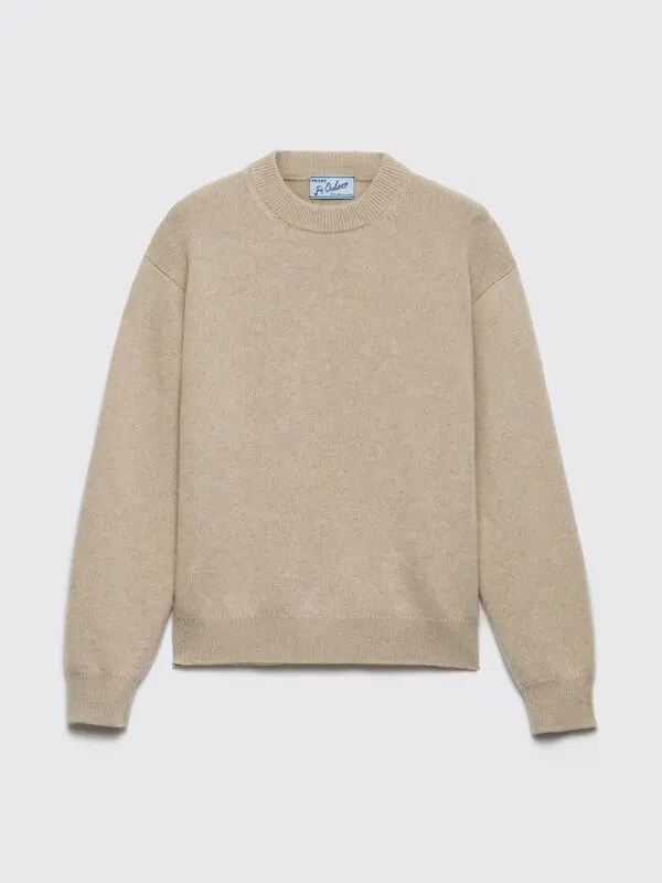 Prada Recycled Cashmere Crew Neck Sweater - Cream