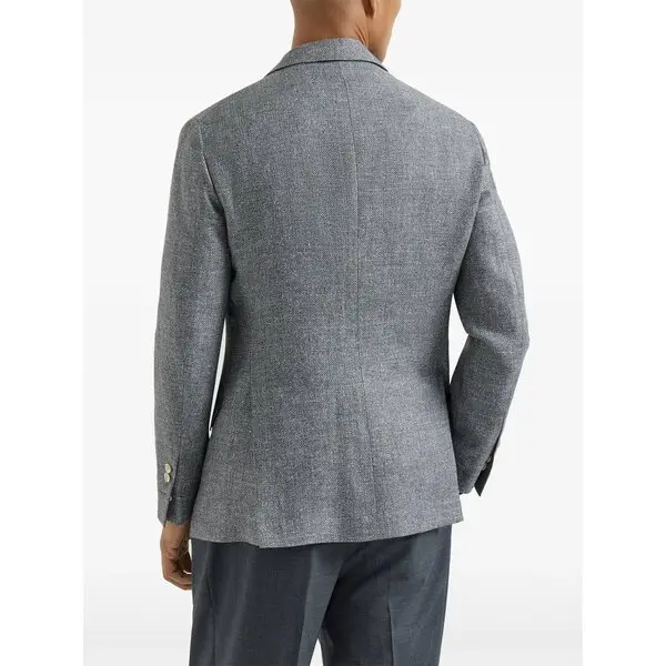 Brunello Cucinelli Grey Silk, Wool, And Eco Linen Blazer - Gray