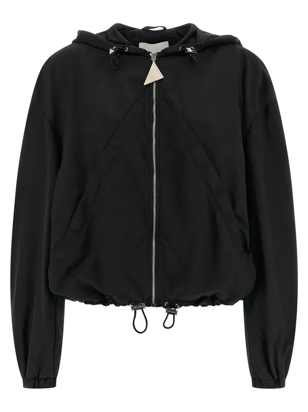 Attico Overdyed Nylon Hooded Bomber Jacket - Black