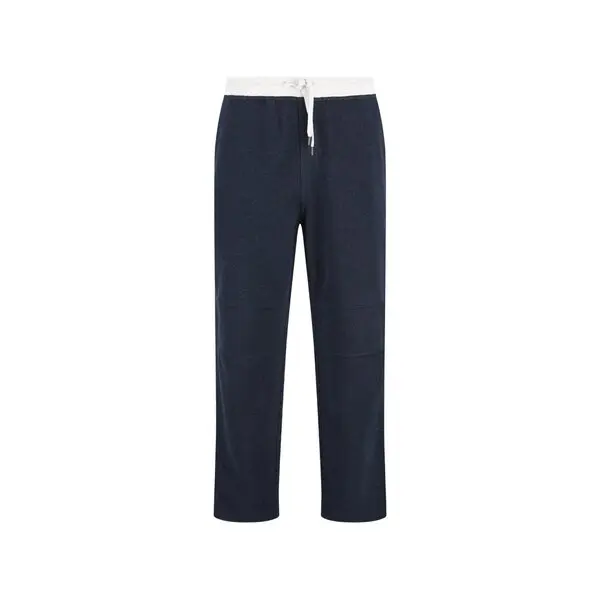 Brunello Cucinelli Navy Cotton And Linen Blend Trousers - Blue