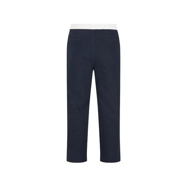 Brunello Cucinelli Navy Cotton And Linen Blend Trousers