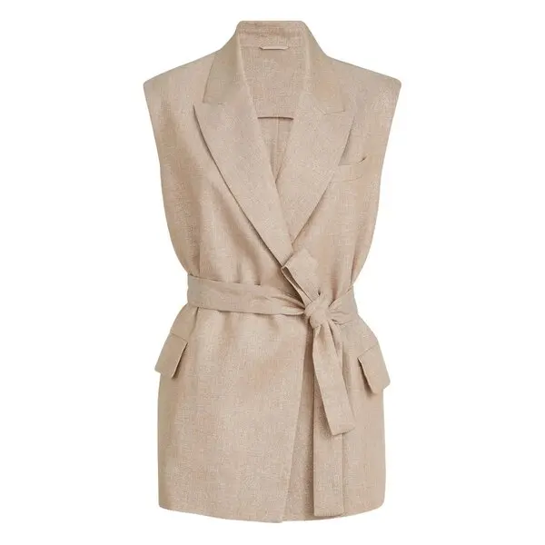 Brunello Cucinelli Sleeveless Belted Vest - Cream