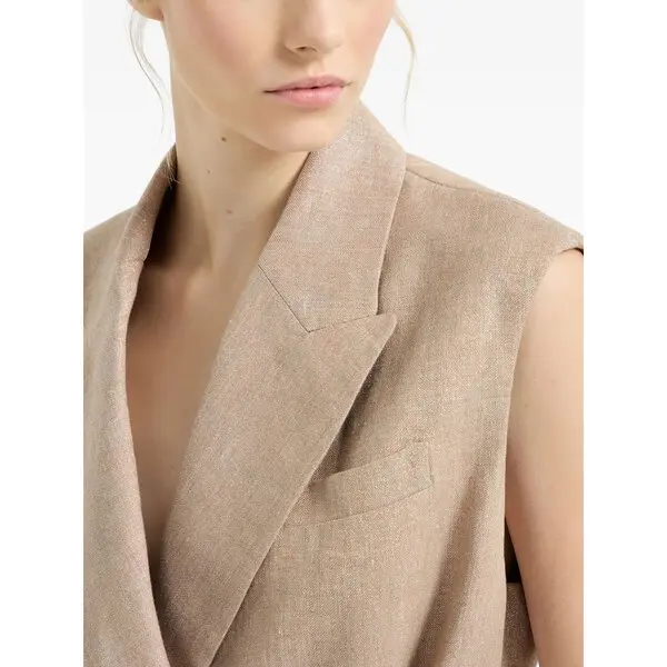 Brunello Cucinelli Sleeveless Belted Vest - Cream