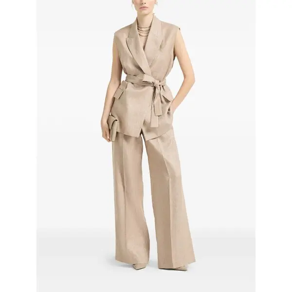 Brunello Cucinelli Sleeveless Belted Vest - Cream