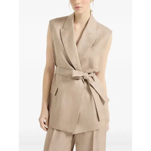 Brunello Cucinelli Sleeveless Belted Vest - Cream