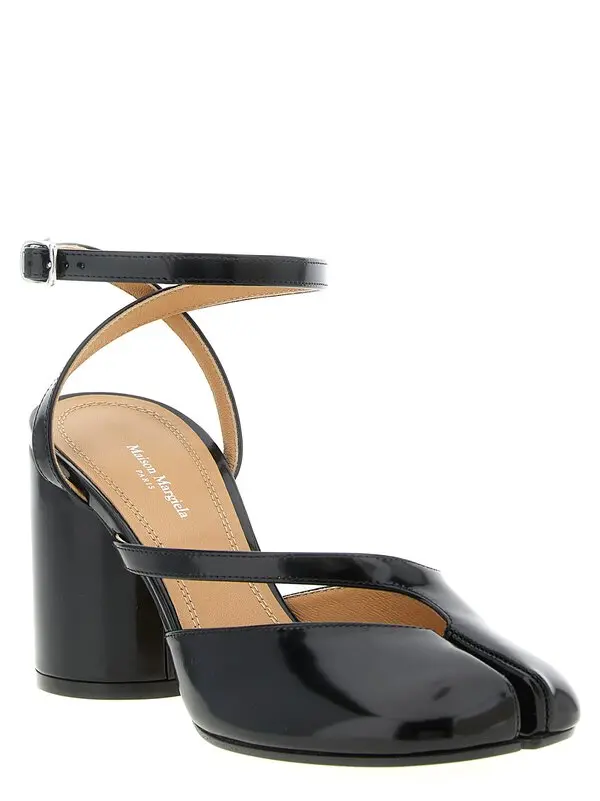 MAISON MARGIELA Tabi Calfskin Leather Sandals With Buckle - Black