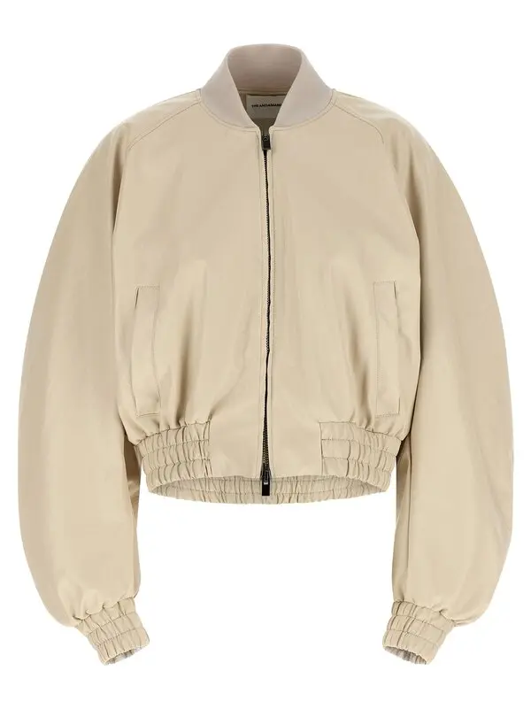 Andamane Sierra Bomber Jacket In Grainy Leather-effect Fabric - Cream