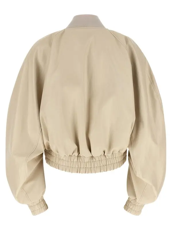 Andamane Sierra Bomber Jacket In Grainy Leather-effect Fabric - Cream