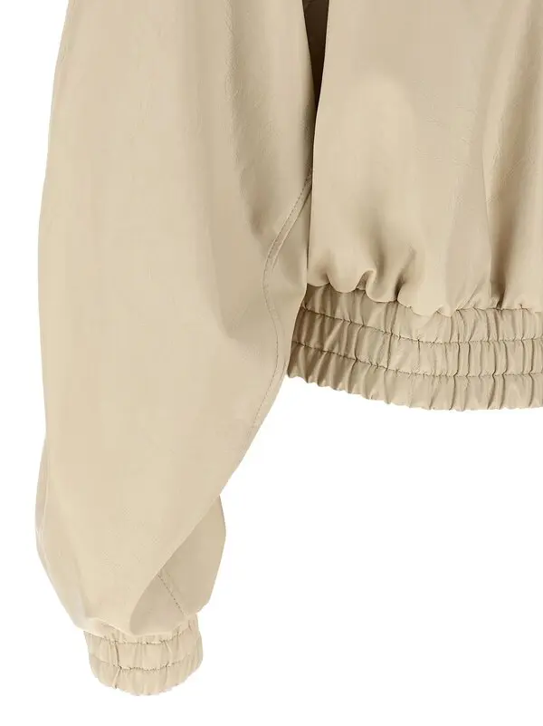 Andamane Sierra Bomber Jacket In Grainy Leather-effect Fabric - Cream