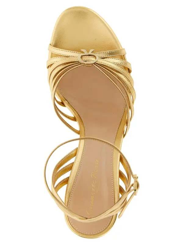 GIANVITO ROSSI Rita Metallic Nappa Leather Platform Sandals - Gold