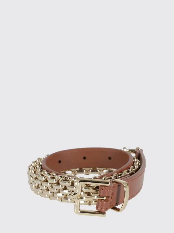 Max Mara Leather And Metallic Chain Belt - Brown