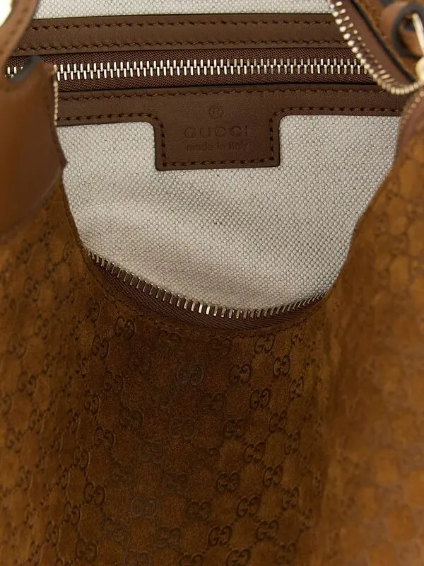 Gucci Monogram Suede Shoulder Bag