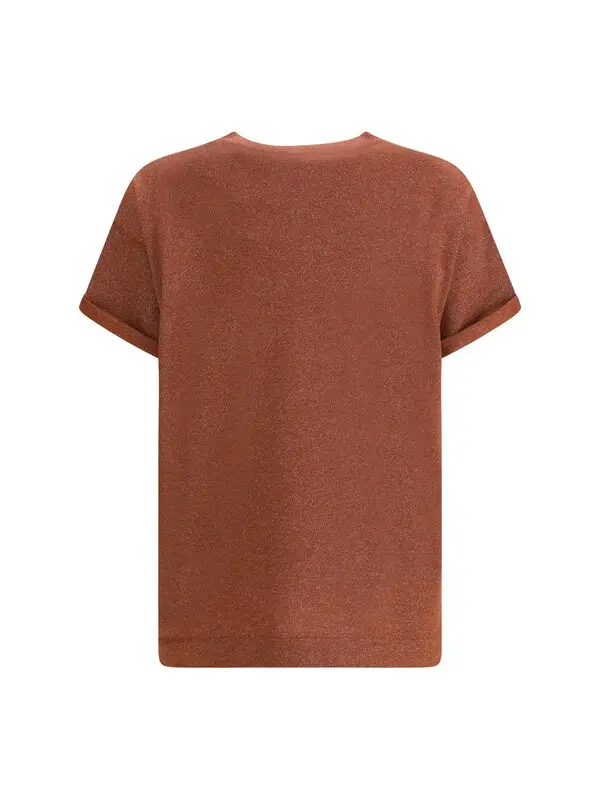 Brunello Cucinelli Glitter Effect Cashmere T-shirt - Red