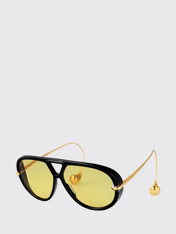 Bottega Veneta Aviator Sunglasses With Gold Tone Accents - Black